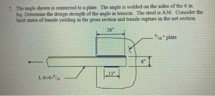 Solved 2. The angle shown is connected to a plate. The angle | Chegg.com