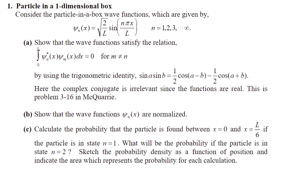 Particle in a 1-dimensional boxConsider the | Chegg.com