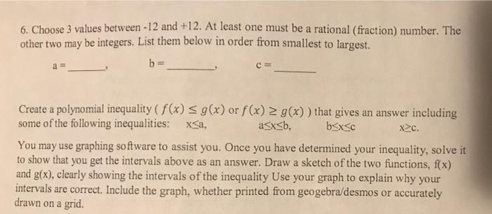 Solved 6. Choose 3 values between -12 and +12. At least one | Chegg.com