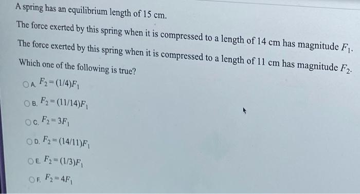 Solved A spring has an equilibrium length of 15 cm. The | Chegg.com