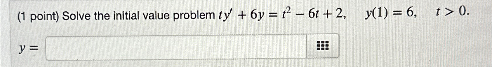Solved (1 ﻿point) ﻿Solve the initial value problem | Chegg.com