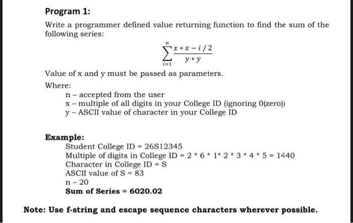 Solved Program 1: Write a programmer defined value returning | Chegg.com