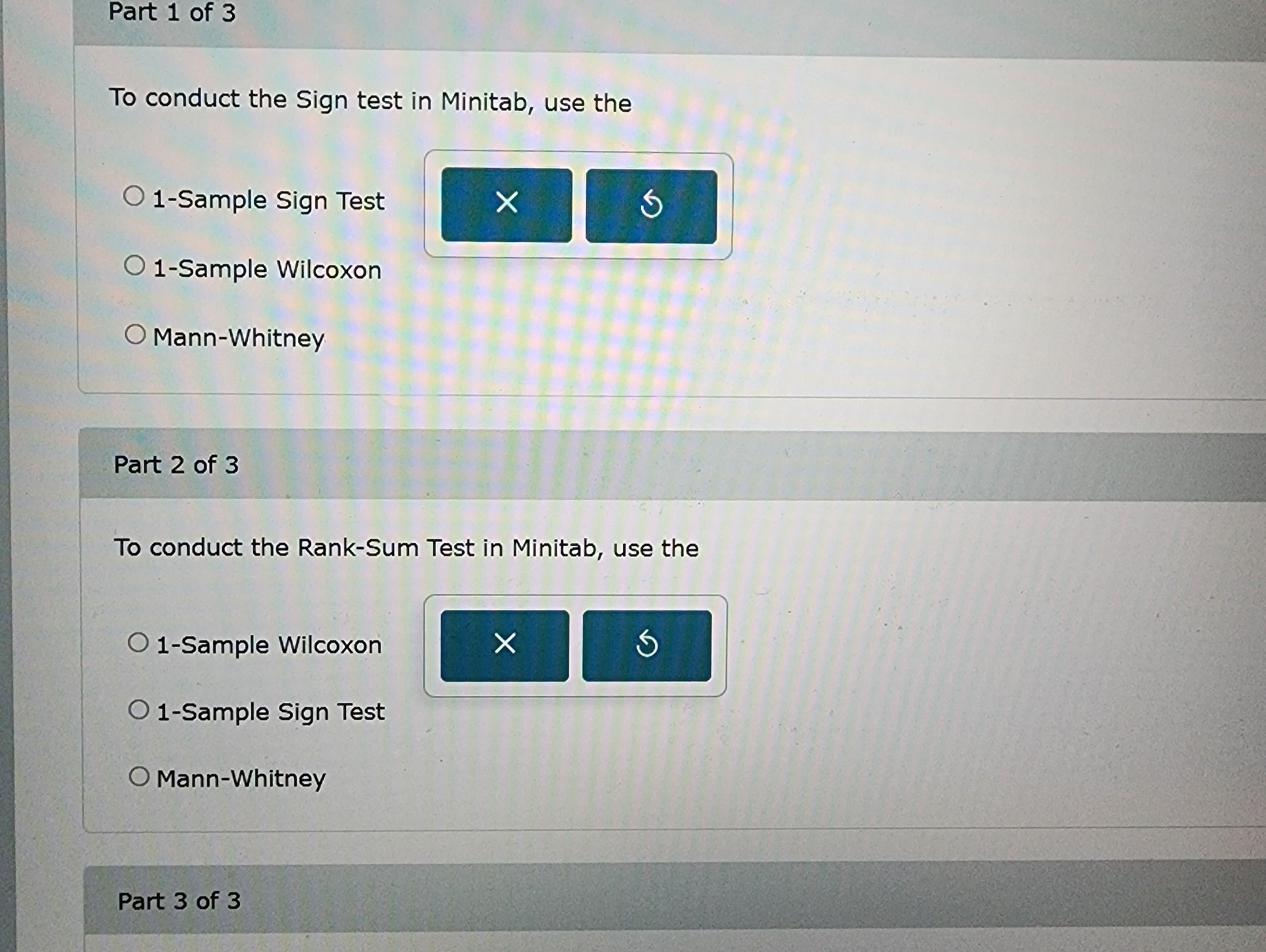 Solved Part 1 ﻿of 3To conduct the Sign test in Minitab, use | Chegg.com