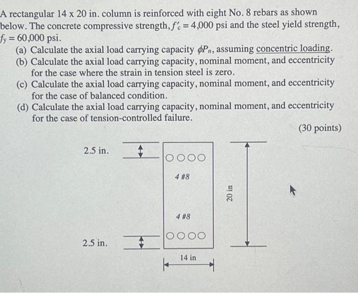 Solved A rectangular \\( 14 \\times 20 \\) in. column is | Chegg.com