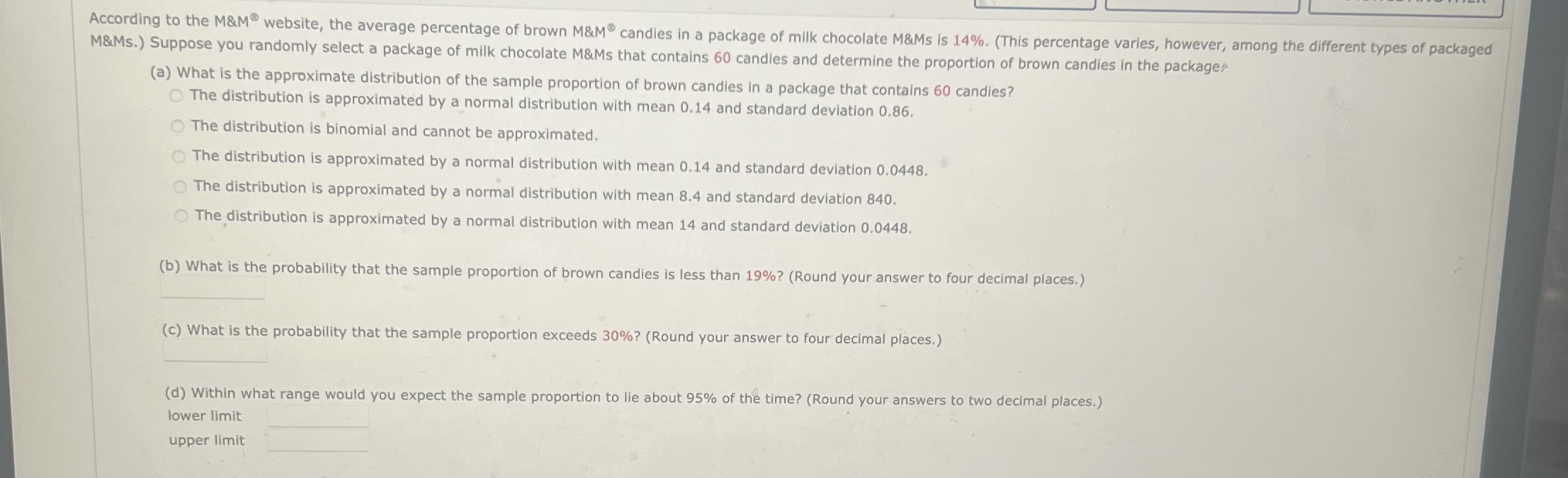 Solved M&Ms.) ﻿Suppose you randomly select a package of milk | Chegg.com