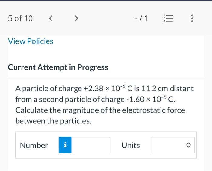 Solved Current Attempt in Progress A particle of charge | Chegg.com