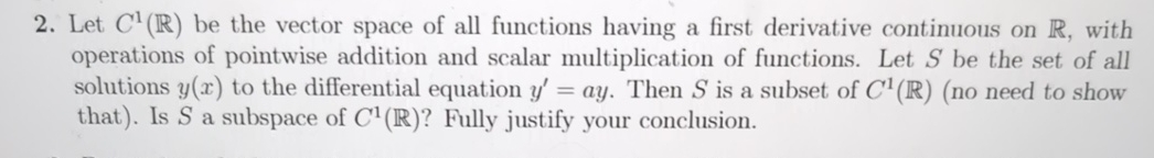 Solved Let C1(R) ﻿be the vector space of all functions | Chegg.com