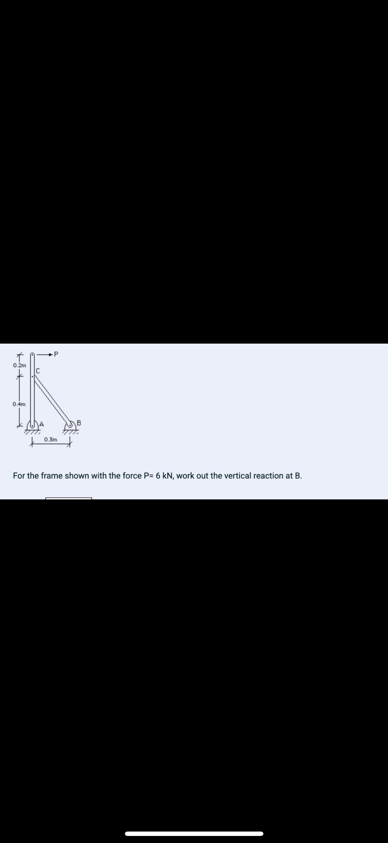 For the frame shown with the force P=6kN, ﻿work out | Chegg.com