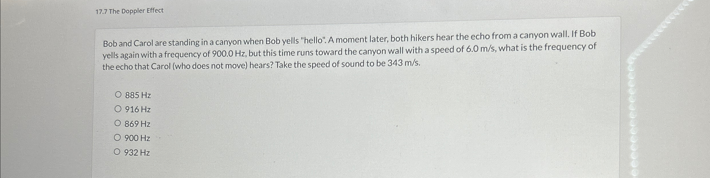 Solved 17.7 ﻿The Doppler EffectBob and Carol are standing in | Chegg.com