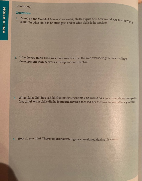 Solved 1. Based on the Model of Primary Leadership Skills | Chegg.com