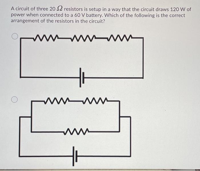 Solved A circuit of three 202 resistors is setup in a way | Chegg.com