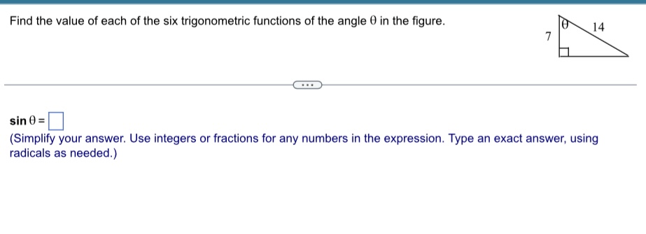 Solved Find the value of each of the six trigonometric | Chegg.com