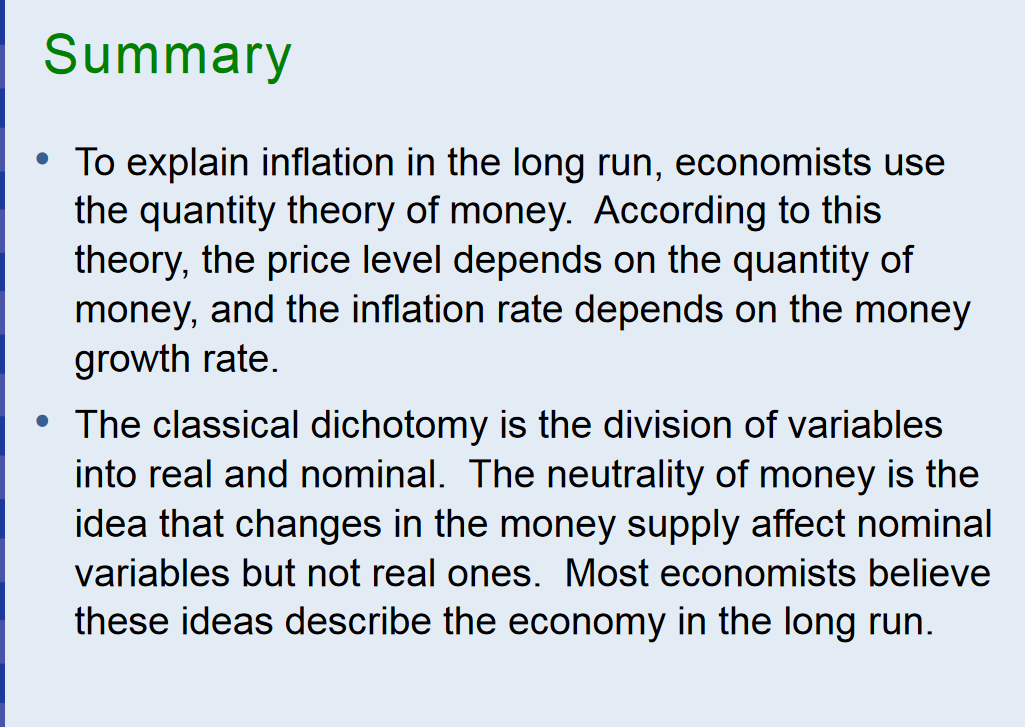 Solved SummaryTo explain inflation in the long run, | Chegg.com