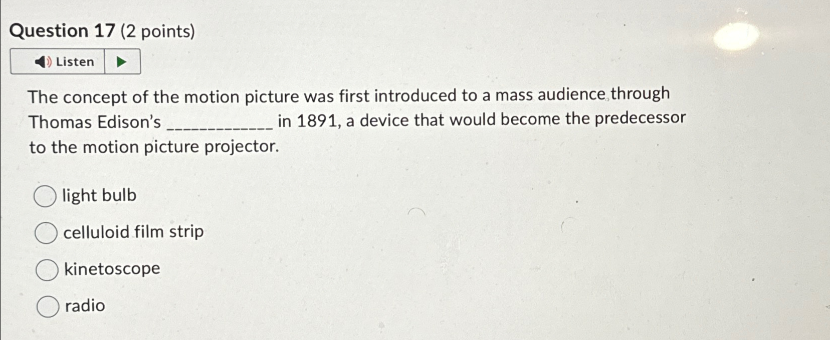 Solved Question 17 (2 ﻿points) ﻿The concept of the motion | Chegg.com