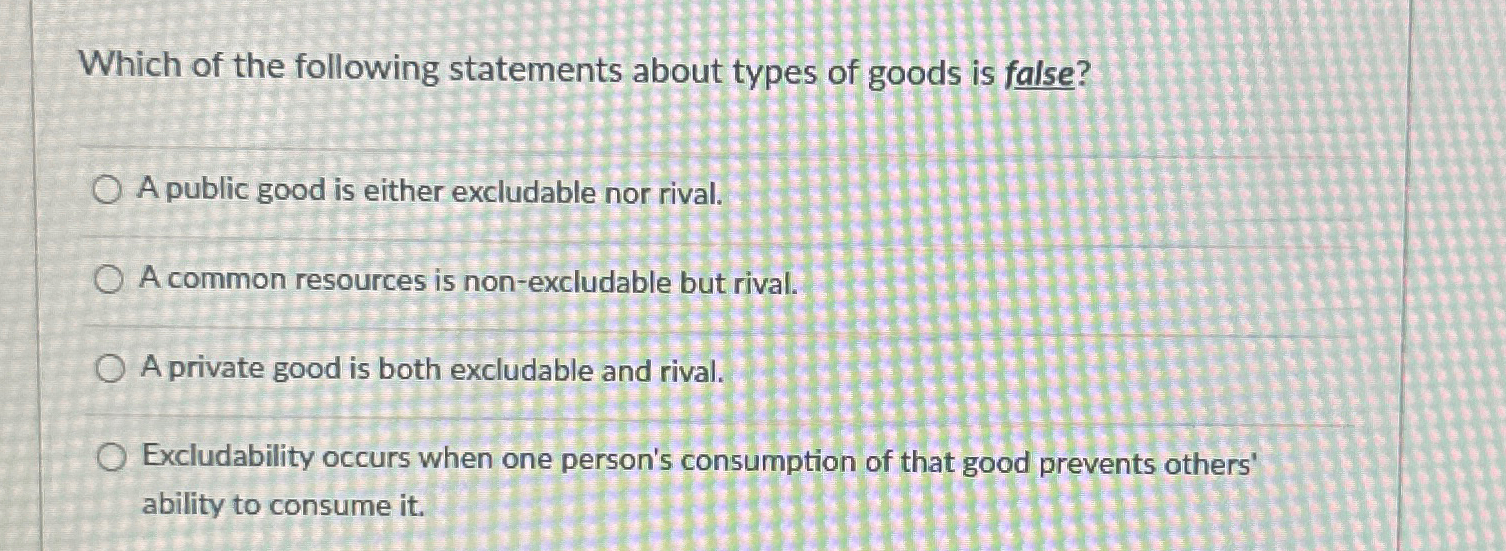 Solved Which of the following statements about types of | Chegg.com