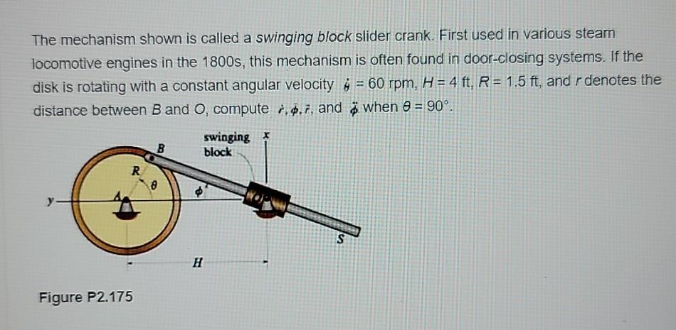 Solved The mechanism shown is called a swinging block slider | Chegg.com