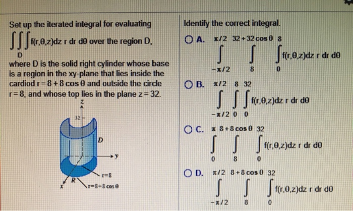 Solved Set up the iterated integral for evaluating | Chegg.com