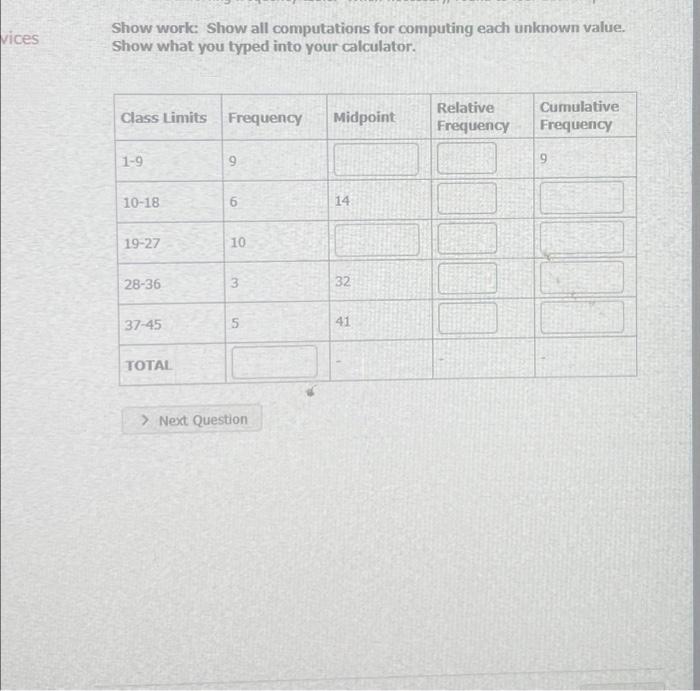 Solved vices Show work: Show all computations for computing | Chegg.com