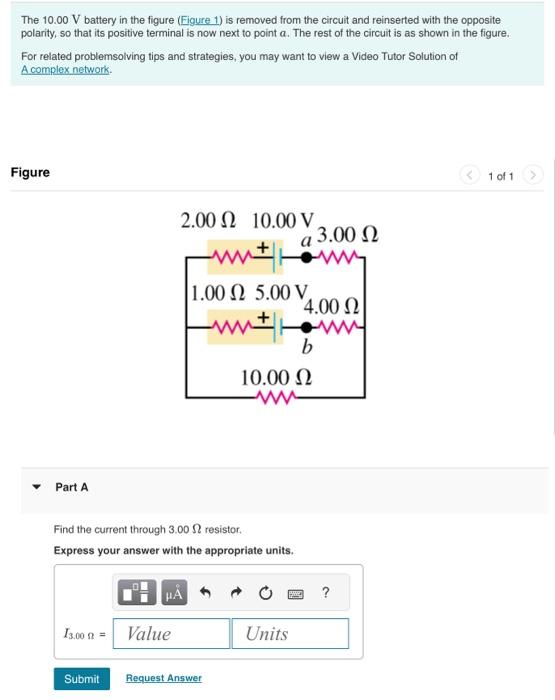 Solved The 10.00 V battery in the figure (Figure 1) is | Chegg.com