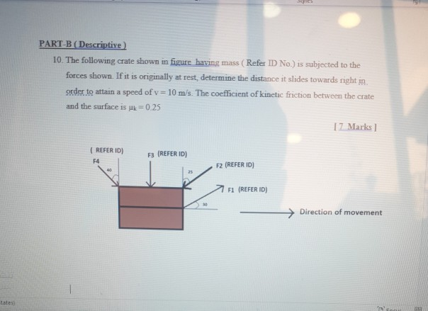 Solved PART-B ( Descriptive) 10. The following crate shown | Chegg.com