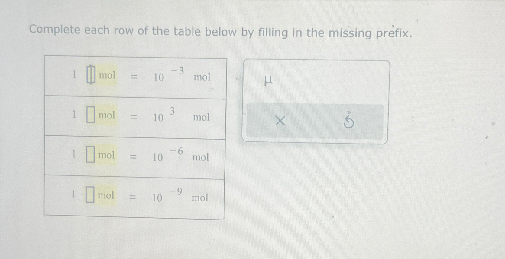 Solved Complete each row of the table below by filling in | Chegg.com