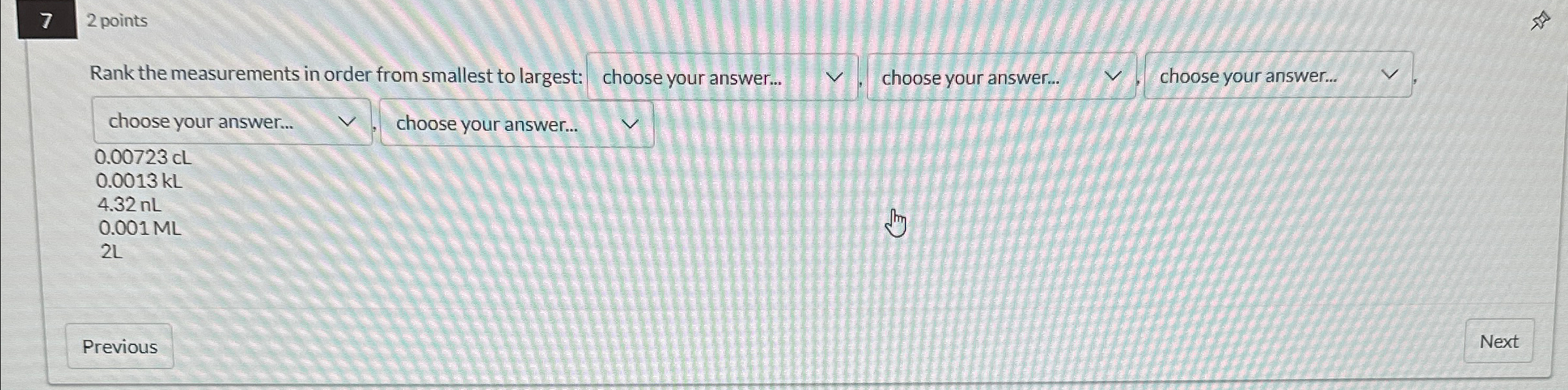 Solved Rank the measurements in order from smallest to | Chegg.com