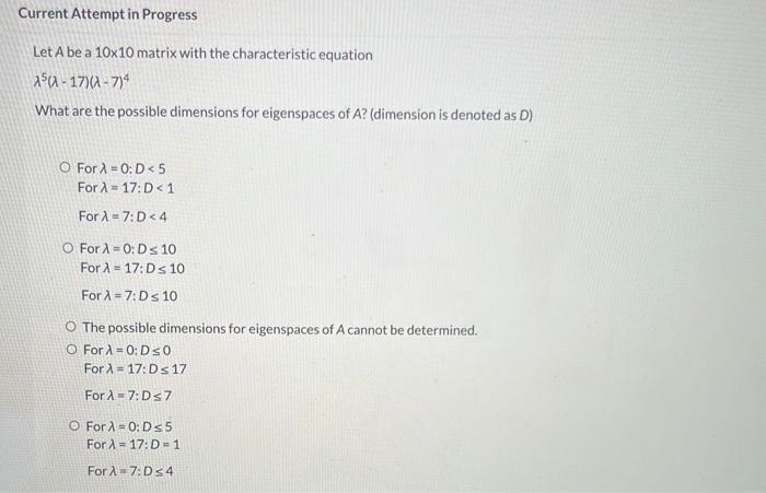 Solved Let A be a 10×10 matrix with the characteristic | Chegg.com
