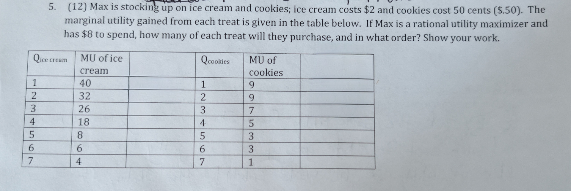 Solved (12) ﻿Max is stocking up on ice cream and cookies; | Chegg.com