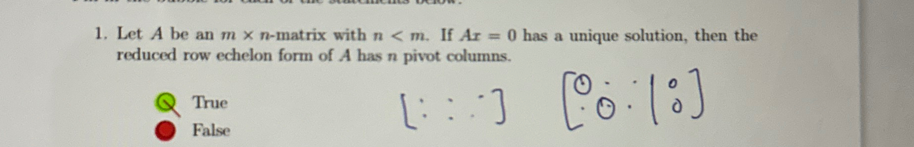Solved Let A ﻿be an m×n-matrix with Ax=0An:'n. If Ax=0 ﻿has | Chegg.com