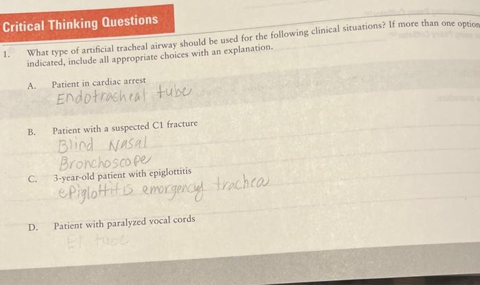 Solved Critical Thinking Questions 1. What type of | Chegg.com