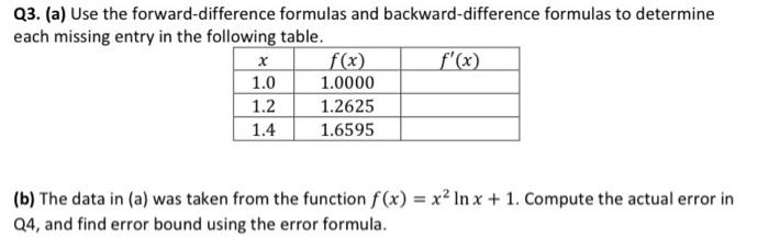 Solved Q3. (a) Use the forward-difference formulas and | Chegg.com