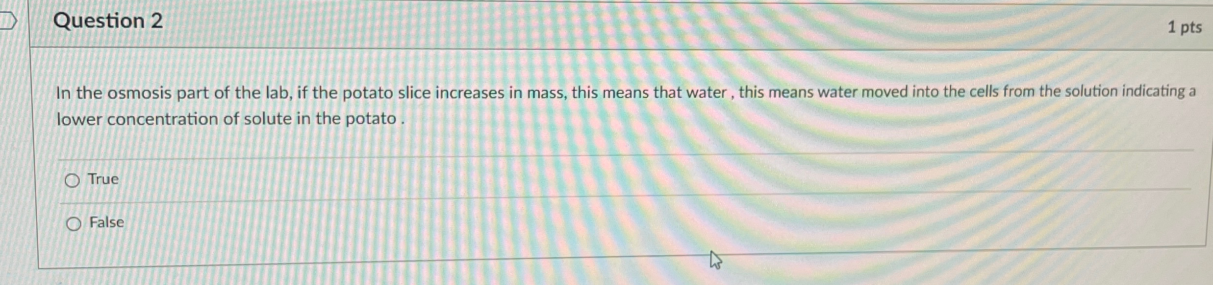 Solved Question 21 ﻿ptsIn the osmosis part of the lab, if | Chegg.com