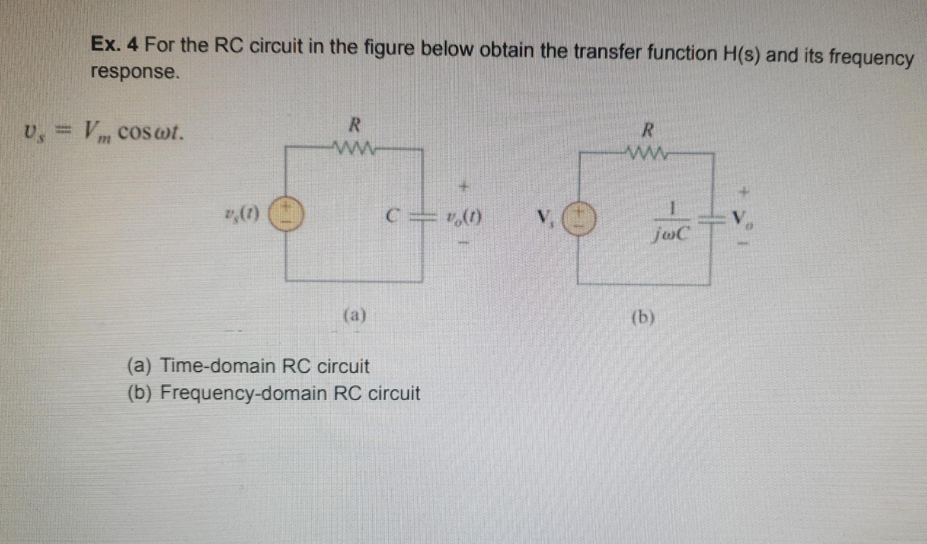 Solved Ex. 4 For the RC circuit in the figure below obtain | Chegg.com