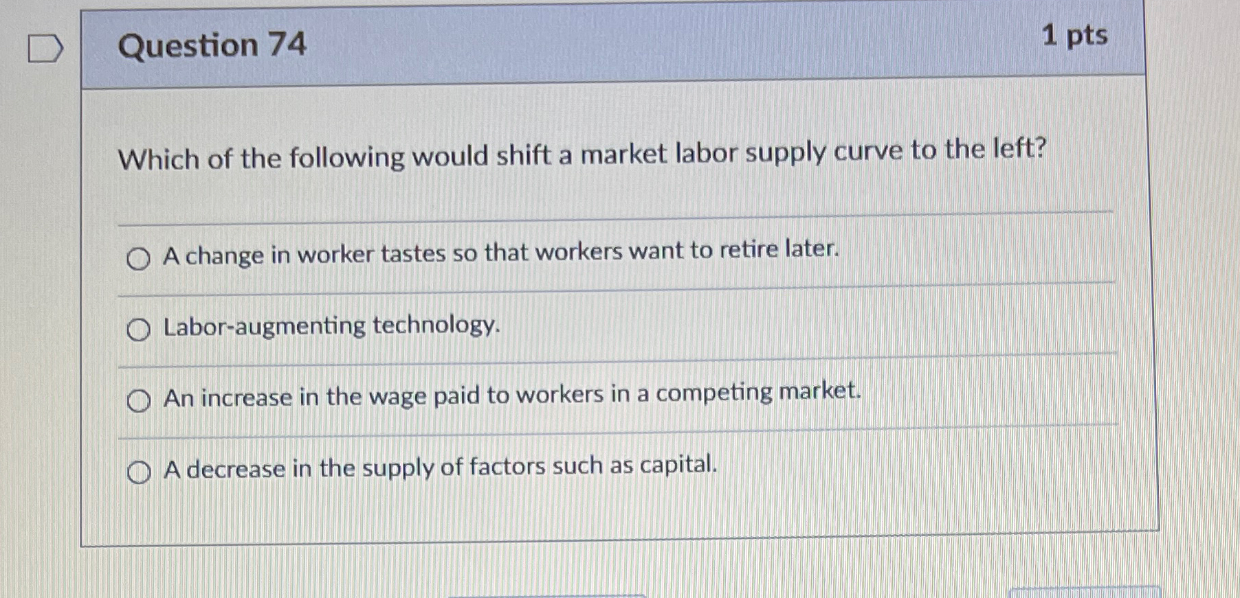Solved Question 741ptsWhich of the following would shift a | Chegg.com