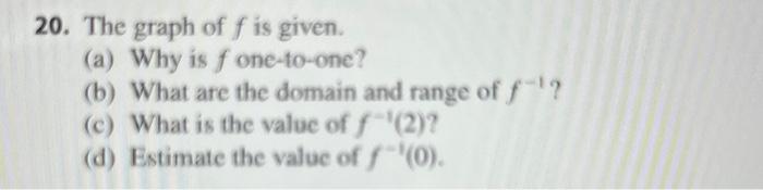 20. The graph of f is given. (a) Why is fone-to-one? | Chegg.com