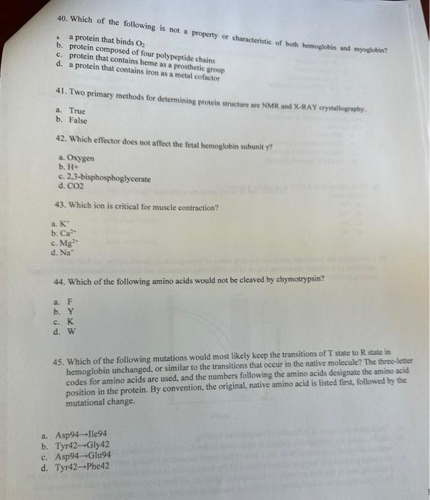 Solved 33. Consider an oxygen binding curve for hemoglobie | Chegg.com