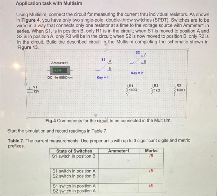 Solved Application task with Multisim Using Multisim, | Chegg.com