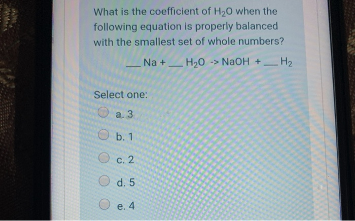 Solved What is the coefficient of H20 when the following | Chegg.com