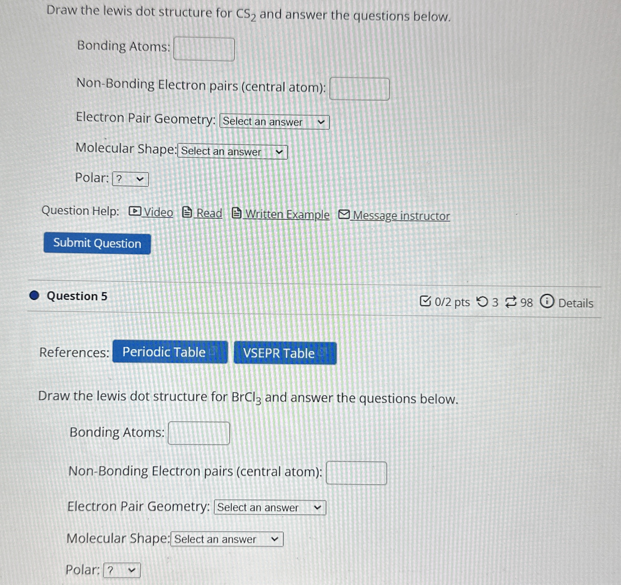 Solved Draw the lewis dot structure for CS2 ﻿and answer the | Chegg.com
