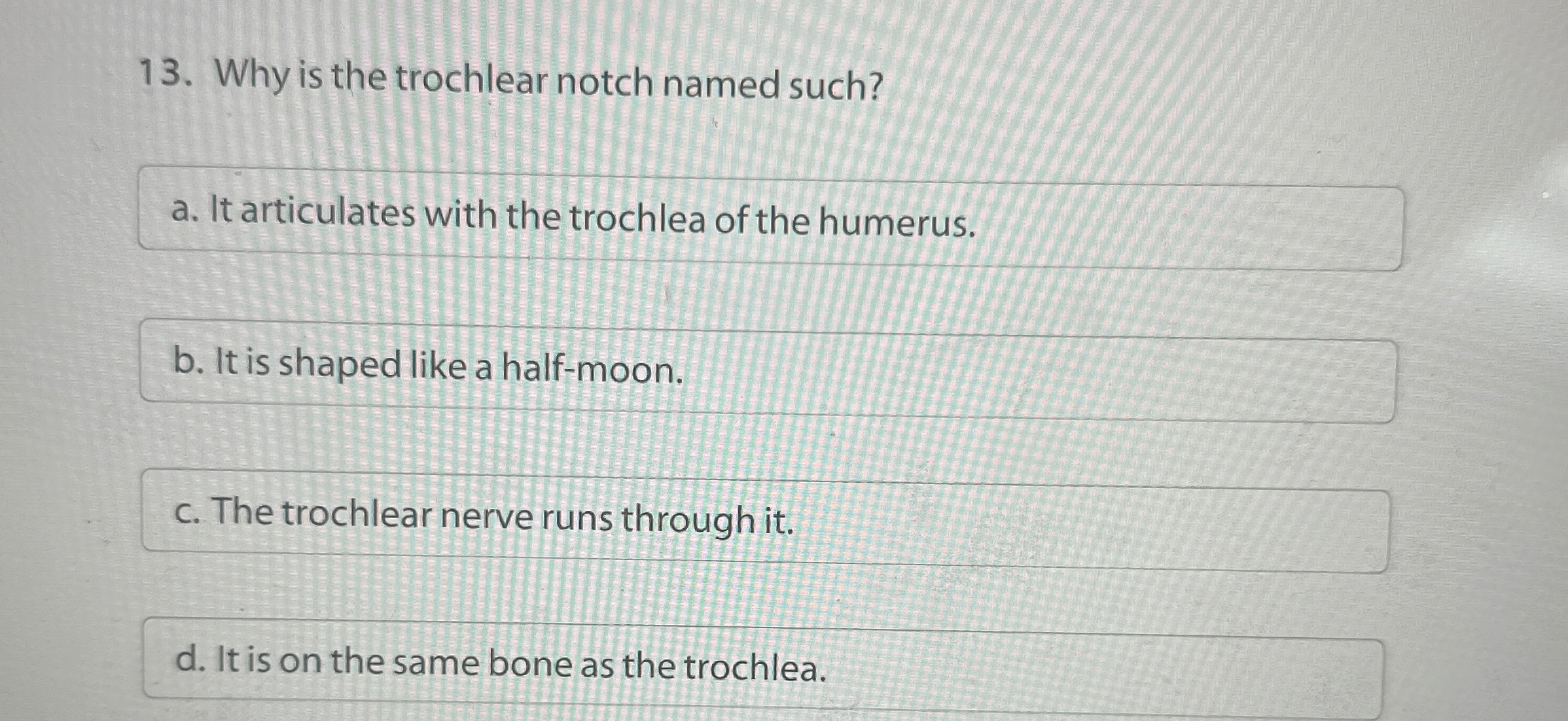 Solved Why is the trochlear notch named such?a. ﻿It | Chegg.com