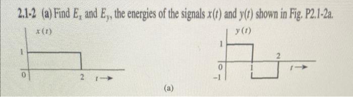 Solved 2.1-2 (a) Find Ex and Ey, the energies of the signals | Chegg.com
