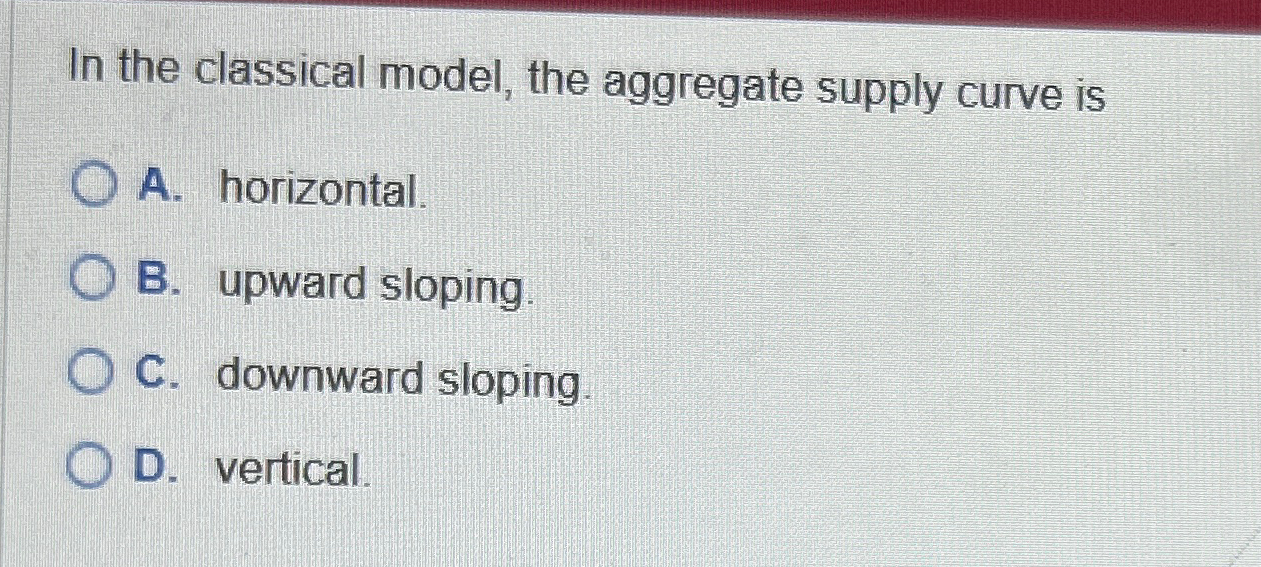 Solved In the classical model, the aggregate supply curve | Chegg.com