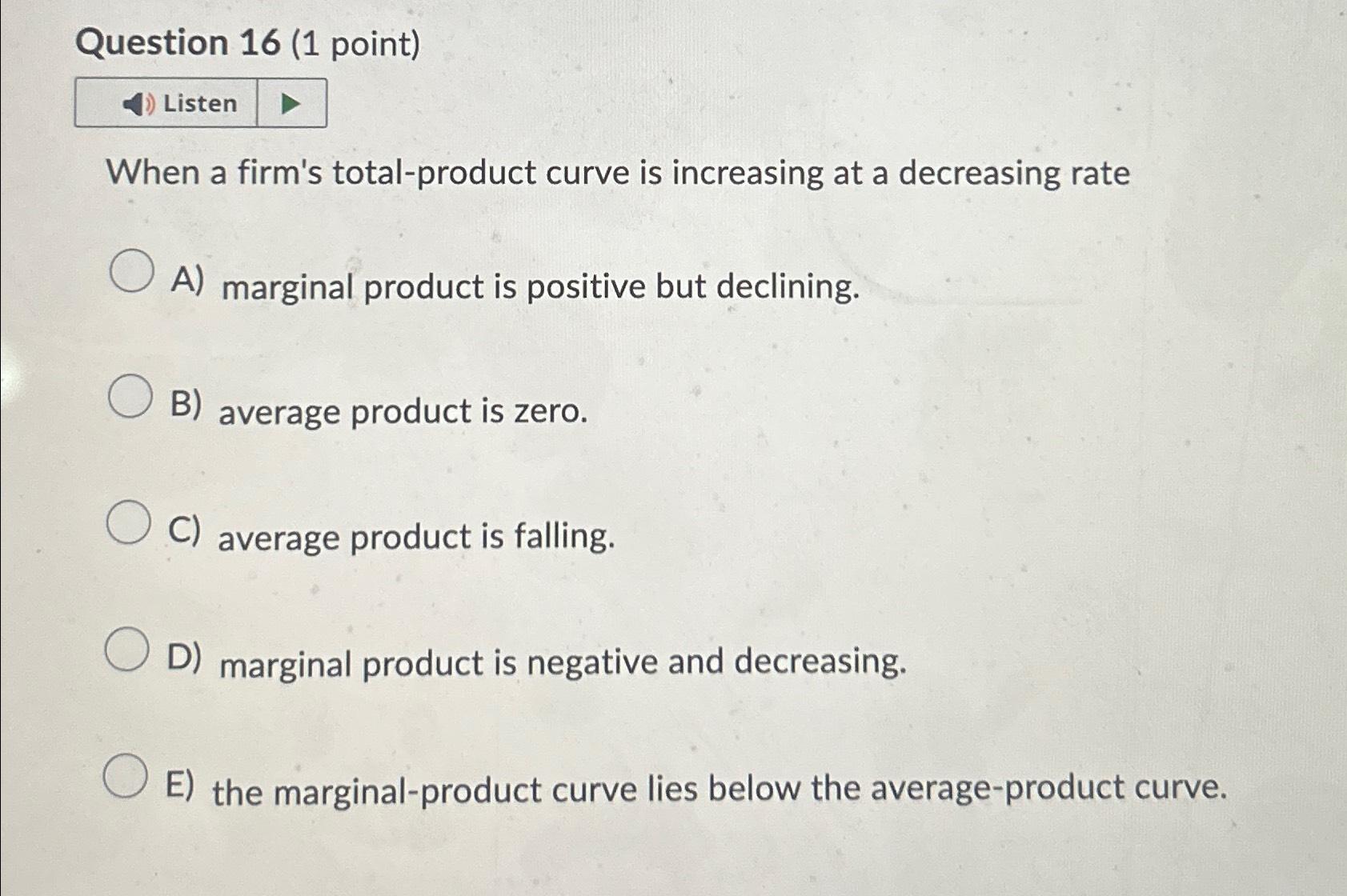 Solved Question 16 (1 ﻿point)ListenWhen a firm's | Chegg.com
