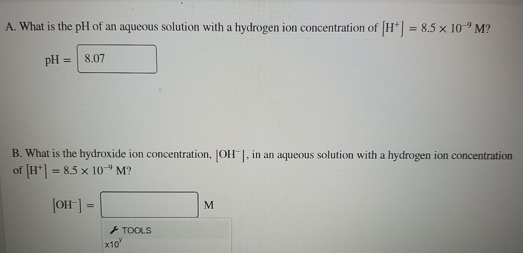 Solved A. What is the pH of an aqueous solution with a | Chegg.com