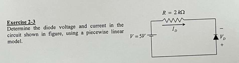Solved Exercise 2-3 Determine the diode voltage and current | Chegg.com
