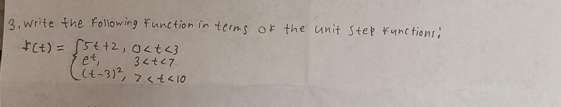 Solved 3 Write The Following Function In Terms Of The Unit