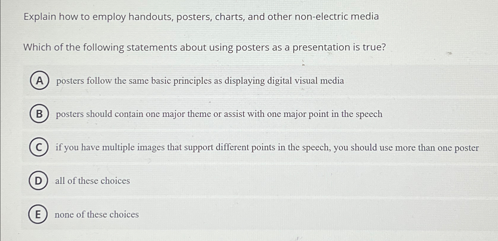Solved Explain how to employ handouts, posters, charts, and | Chegg.com