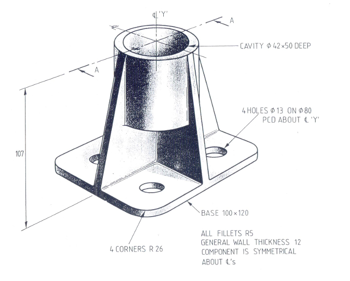 Solved draw the section A-A view in 3rd angle elevation of | Chegg.com