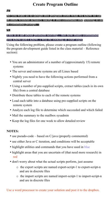 Create Program Outline Suau | Chegg.com