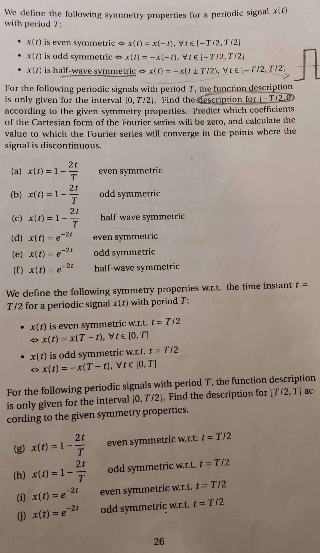 Solved We define the following symmetry properties for a | Chegg.com